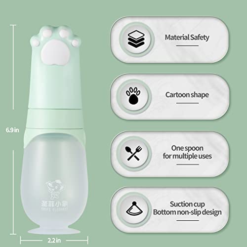 SANFE ELEPHANT Baby Spoons, Silicone Baby Food Dispensing Spoon, Squeeze Feeding Spoon with Cartoon Dust Cover, 4 oz. (Pink)