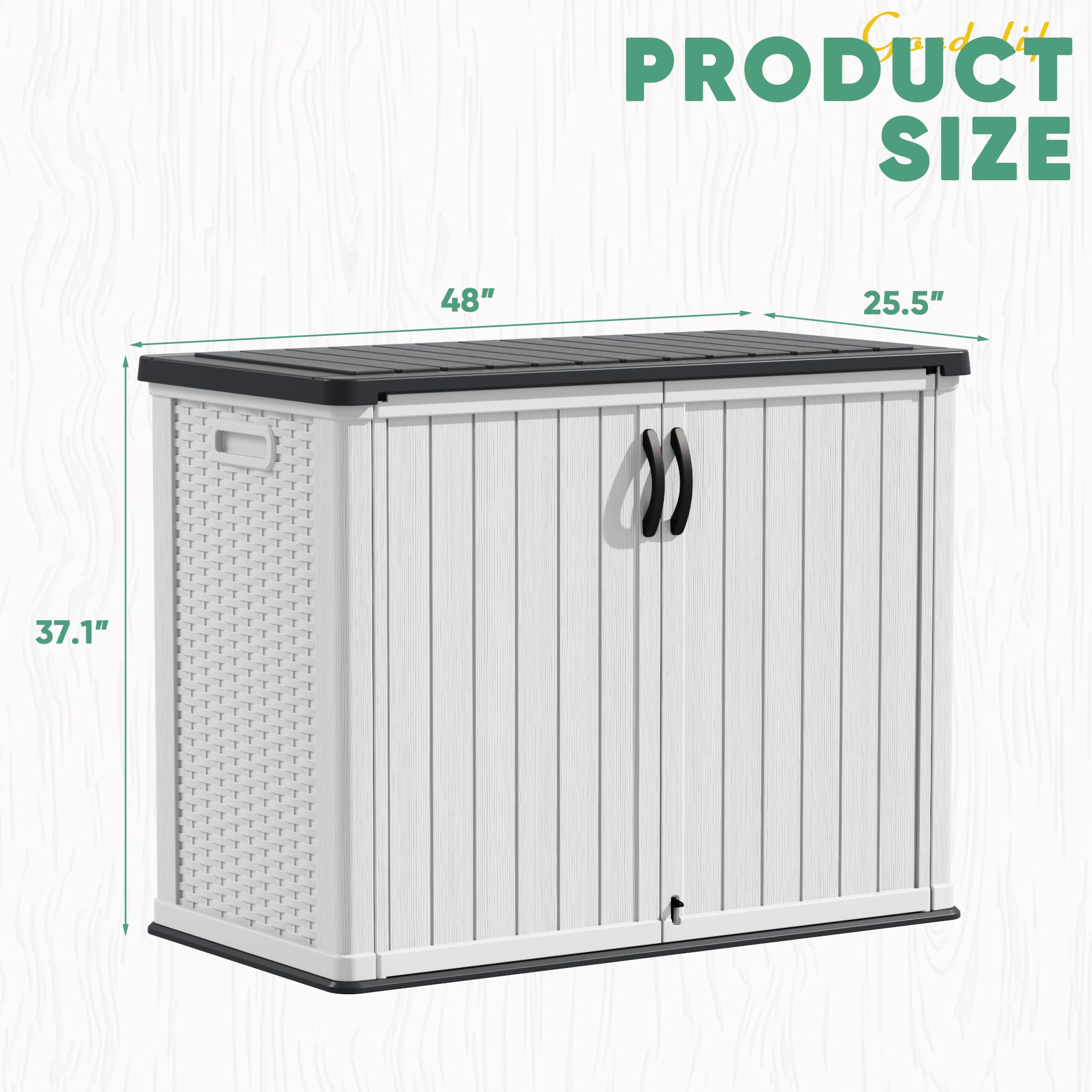 Devoko Outdoor Storage Cabinet 26 Cu Ft with Pad-Lockable Doors, Horizontal Storage Shed Waterproof Patio Tools Storage Box for Sofa Cushions, Gardening Tools and Accessories (Beige)