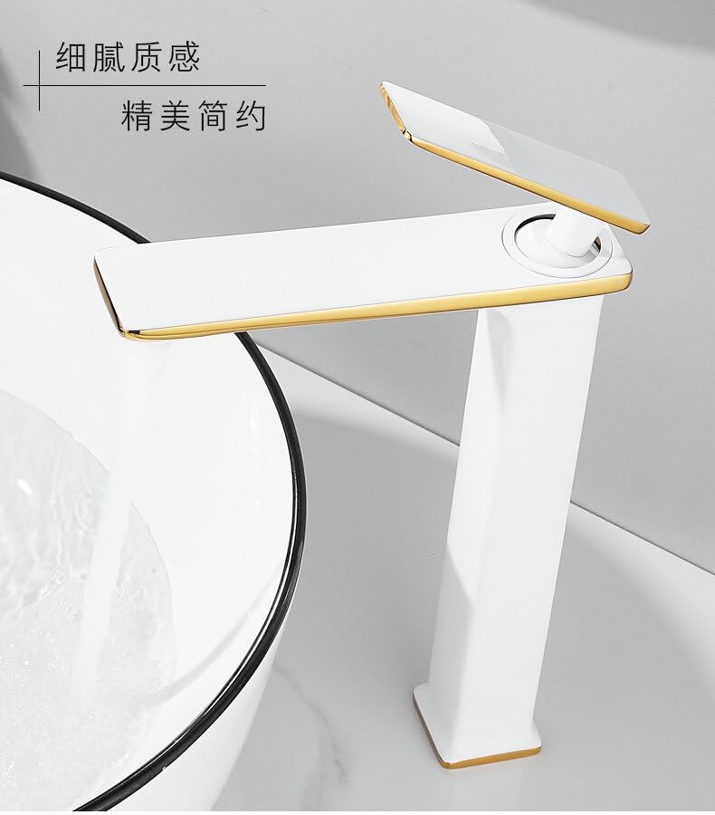 JCAKES Brass Black Gold Basin Faucet Bathroom Sink Faucets Hot Cold Water Mixer Crane Deck Mounted Single Handle Hole Bath Kitchen Tap (Color : Black and Rose Gold)