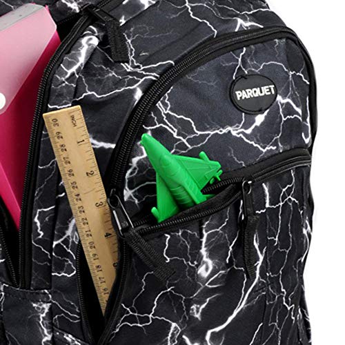 Parquet Travel Backpack For Outdoors,Luggage,Laptops - Adults Sports Bookbag, Lightning, (Black)