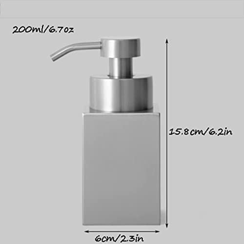 BREWIX Stainless Steel Soap Dispenser Square Frosted Foam Soap Pump for Home Kitchen Restroom Lotion Dispenser, 6.7 Oz / 200 Ml Soap (Color : Gray-2)