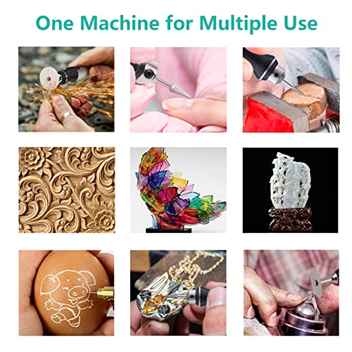 KugobarNe USB Rechargeable Engraving Pen with 35 Bits, Mini Engraver Pen for All Materials, Professional Engraver Tool, Portable DIY Electric Engraving Pen for Jewelry Glass Wood Stone Metal(Silver)