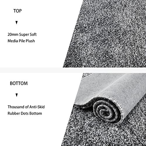 WESTLOOM Shag Collection 8' x 10' Indoor Modern Plush Area Rug Non-Shedding Non-Slip Large Area Rug Living Room Bedroom Thick Area Rug, Grey