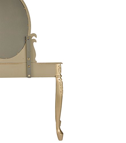 BOBKONA PDEX- Oval Shape Mirror Vanity Table With Stool Set, Champagne