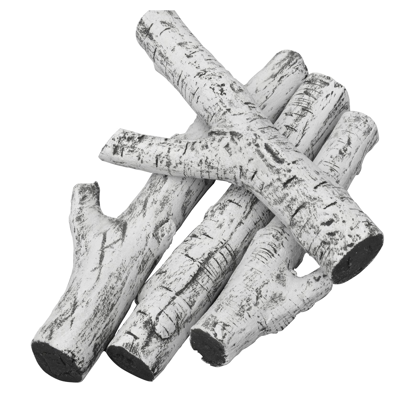 Stanbroil 4 Piece Set of Ceramic White Birch Wood Gas Log for All Types of Ventless, Gel, Ethanol, Electric,Gas Inserts, Propane, Indoor or Outdoor Fireplaces & Fire Pits