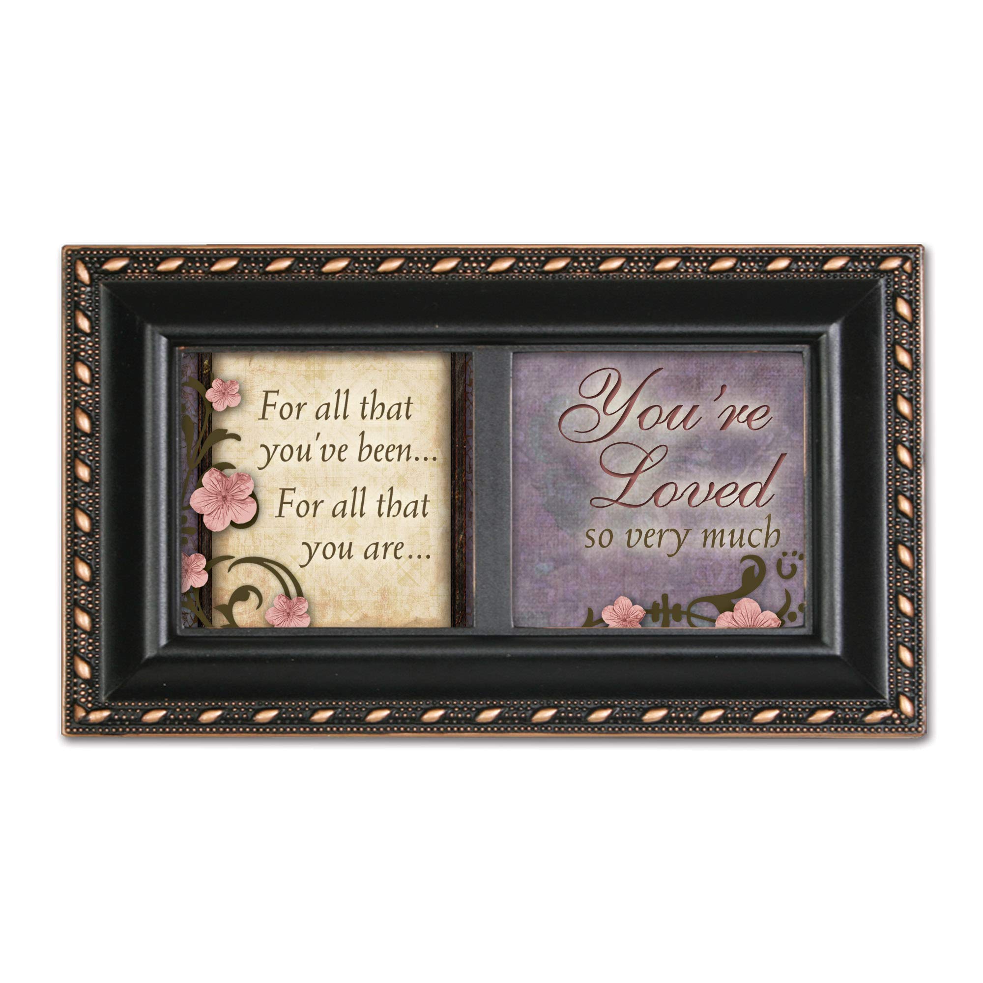 Cottage Garden You are Loved Distressed Black Petite Music Box Plays That's What Friends are for