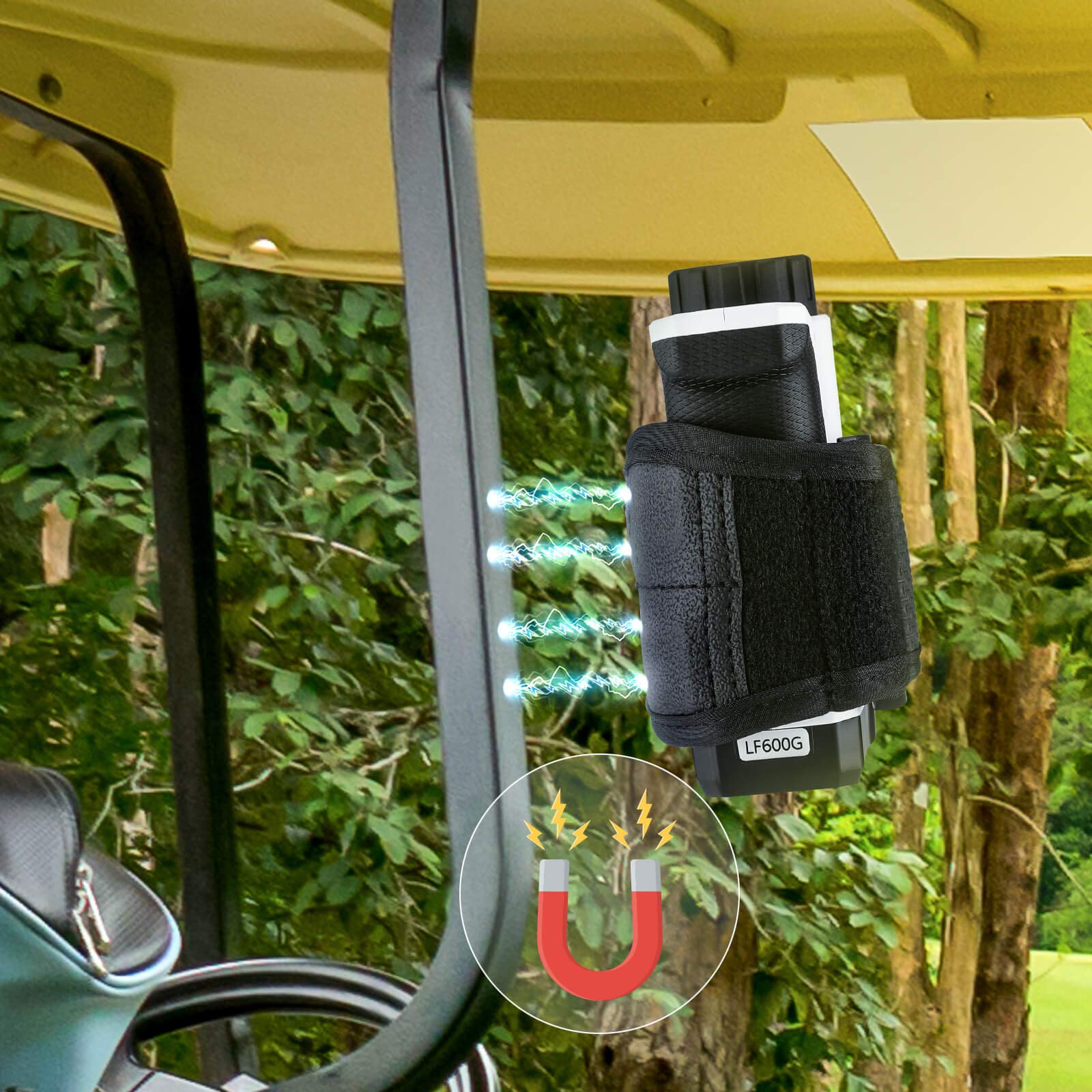 BOBLOV Golf Rangefinder Magnet Holder Strap, Universal Magnetic Straps for All Brand Rangefinder, 2pcs Big Strong Magnets &Adjustable Length,Easily Stick for Golf Cart Railing (Magnetic Holder Strap)