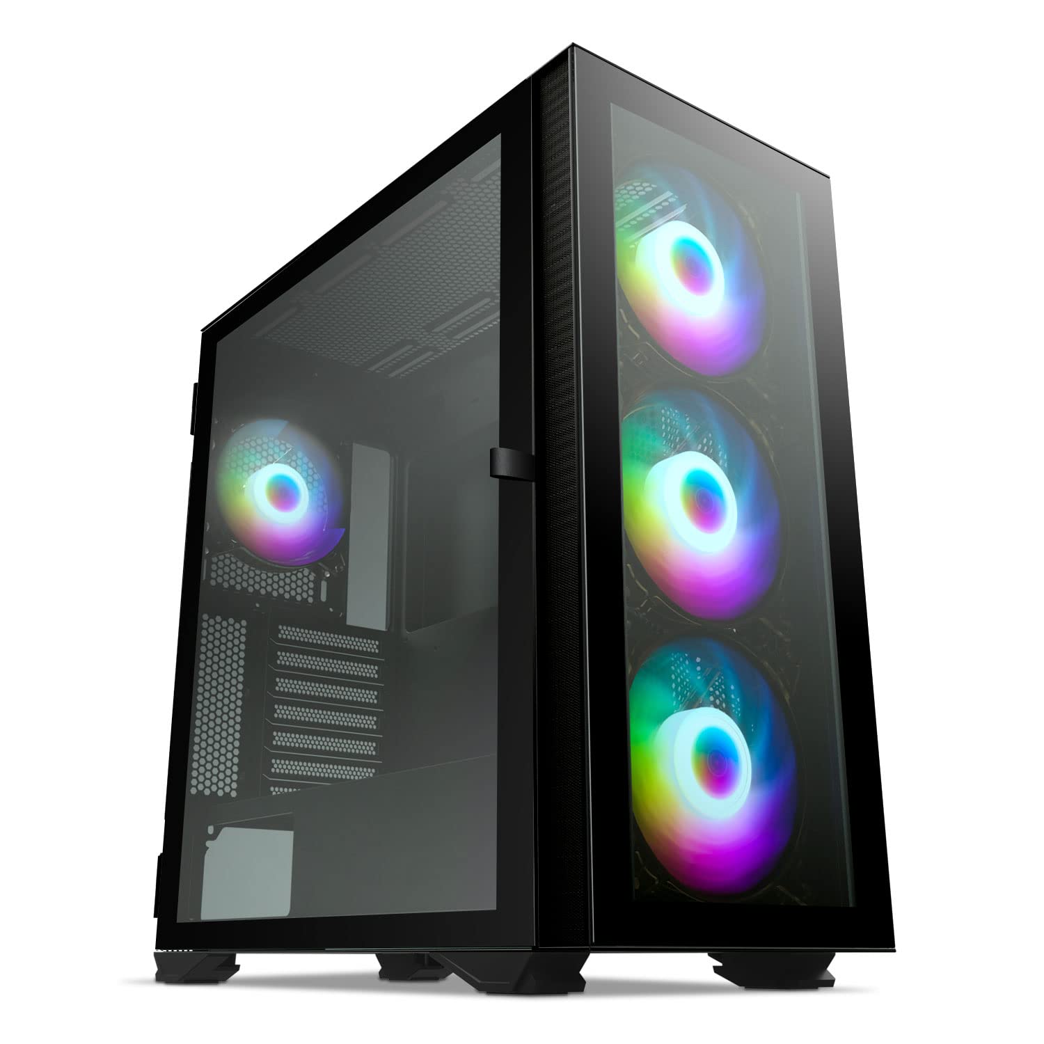 DARKROCK CASPIAN Mid-Tower E-ATX/ATX Gaming PC Case, Top 360mm Radiator Support, Pre-installed Front 3X 140mm & Rear 120mm ARGB Fans and Controller Hub, Tempered Glass Front & Side Panel