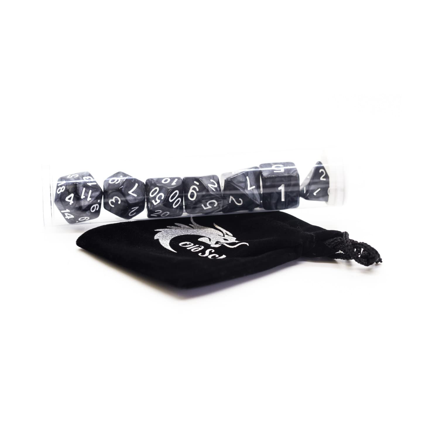 Old School RPG Dice Set: Pearl Drop - Black