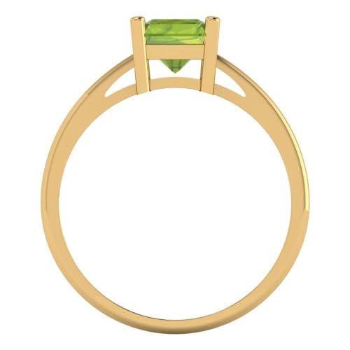 Clara Pucci 1.9ct Emerald Cut Solitaire Genuine Vivid Green Peridot Proposal Bridal Designer Wedding Anniversary Ring 14k Yellow Gold
