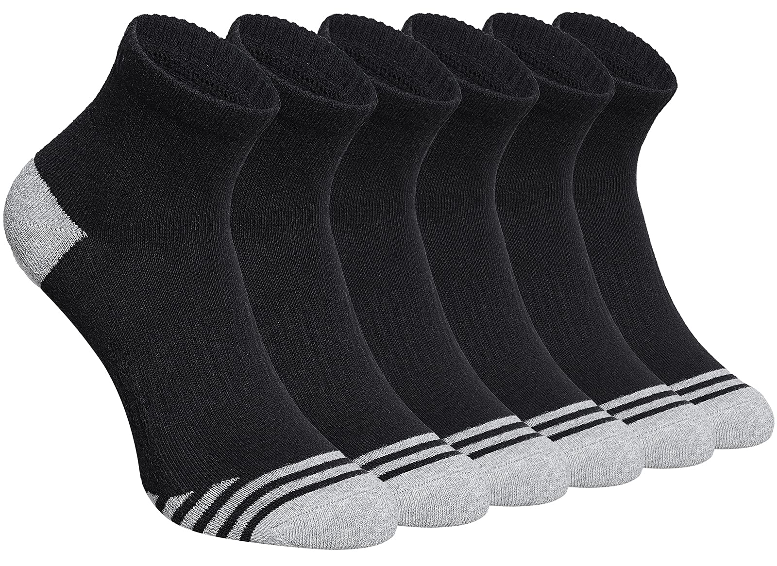CLDJOIT Mens Sport Running Hiking Work Casual Low Cut Socks, Max Cushion Thick Athletic Ankle Cotton Socks for Men 6 Pack (Black)