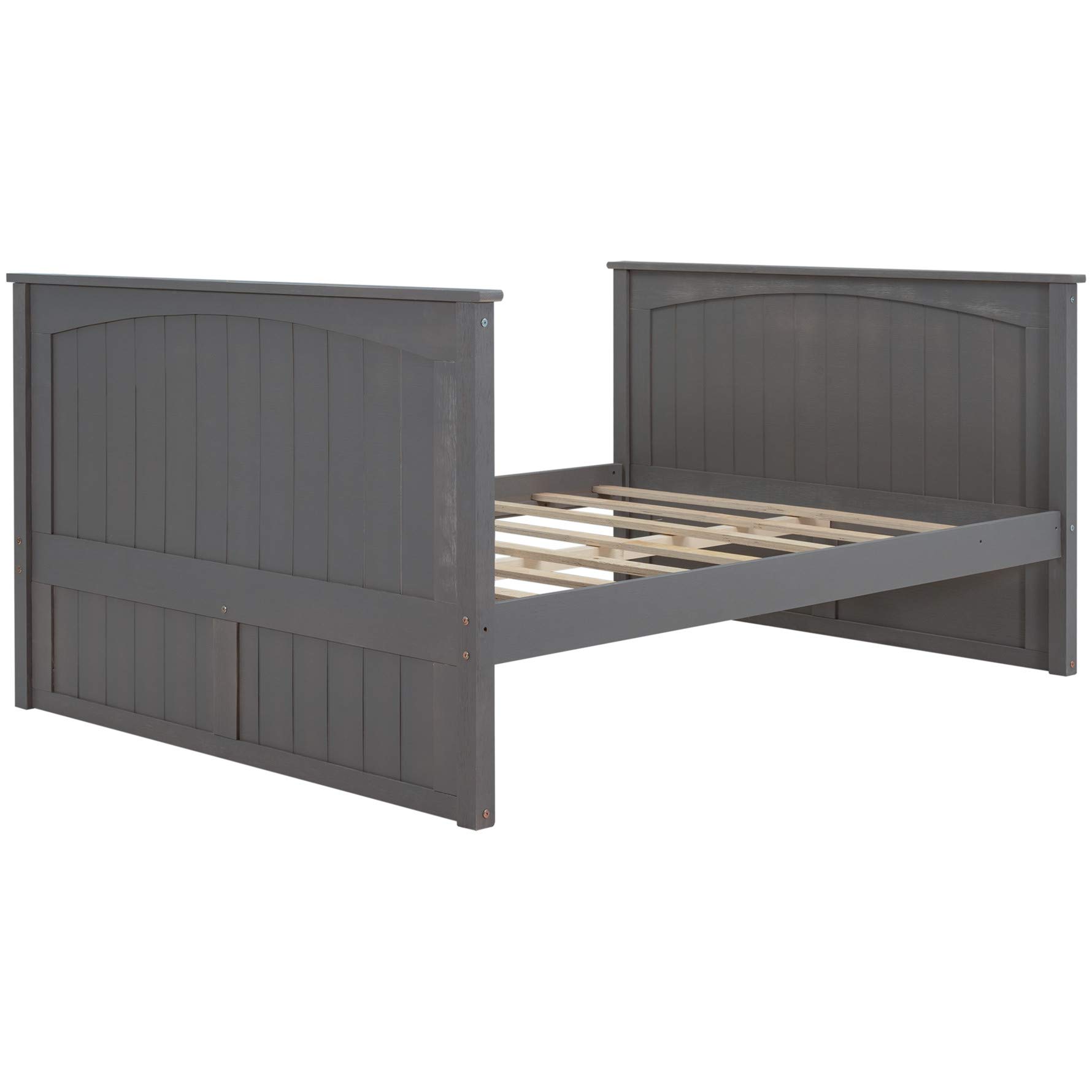 Harper & Bright Designs Full Over Full Bunk Bed with Trundle, Bunk Beds Full Over Full with Safety Rail & Ladder, Detachable Wood Full Bunk Bed Frame for Kids Girls Teens Adults ,Brushed Gray