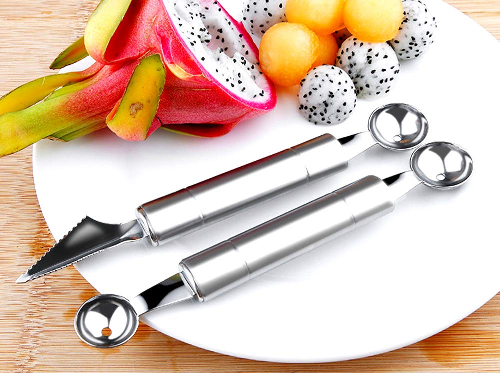 Fruit Vegetable Cutter Shapes Set, Mini Pie and Cookie Stamps Mold(8 pcs) with Melon Baller Scoop & Carving Knife, Stainless Steel, DIY Fun Food Decorating Tools cookie cutter for Kitchen