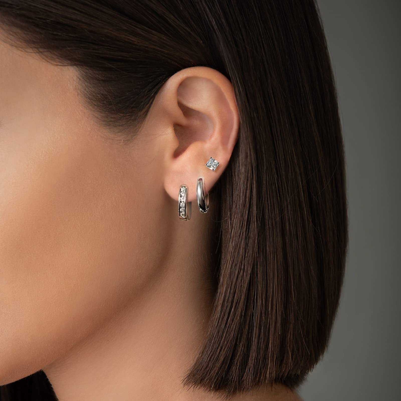 Dabestapp 3 Pairs Small Hoop Stud Earrings Tiny Hypoallergenic Tiny Cartilage Mini Hoops Loop Piercing Earrings Set for Women Girls 2mm 8mm 10mm (3 Pairs)