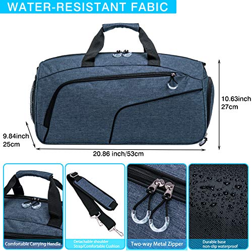 Kuston Sports Gym Bag with Shoes Compartment &Wet Pocket Gym Duffel Bag Overnight Bag for Men and Women