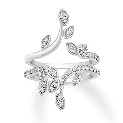 Celebrityinspired jewelry 0.35 Ct Round Cut Simulated Diamond Women's Enhancer Engagement Leaf Wedding Wrap Ring Solid Silver 14K White Gold Over (11.25)