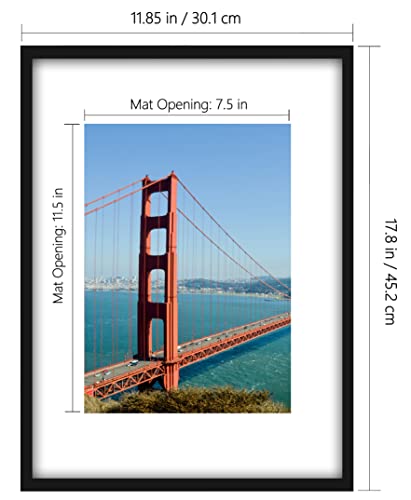 PEALSN 11x17 Picture Frame, Display Pictures 8 x 12 with Mat or 11 x 17 Without Mat for Wall Mounting Display, Photo Frames, Black