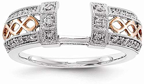 Celebrityinspired jewelry 14k Two Tone Gold Plated Antique Vintage Simulated Diamond Ring Guard Wrap Solitaire Enhancer Solid Sterling Silver (7.5)