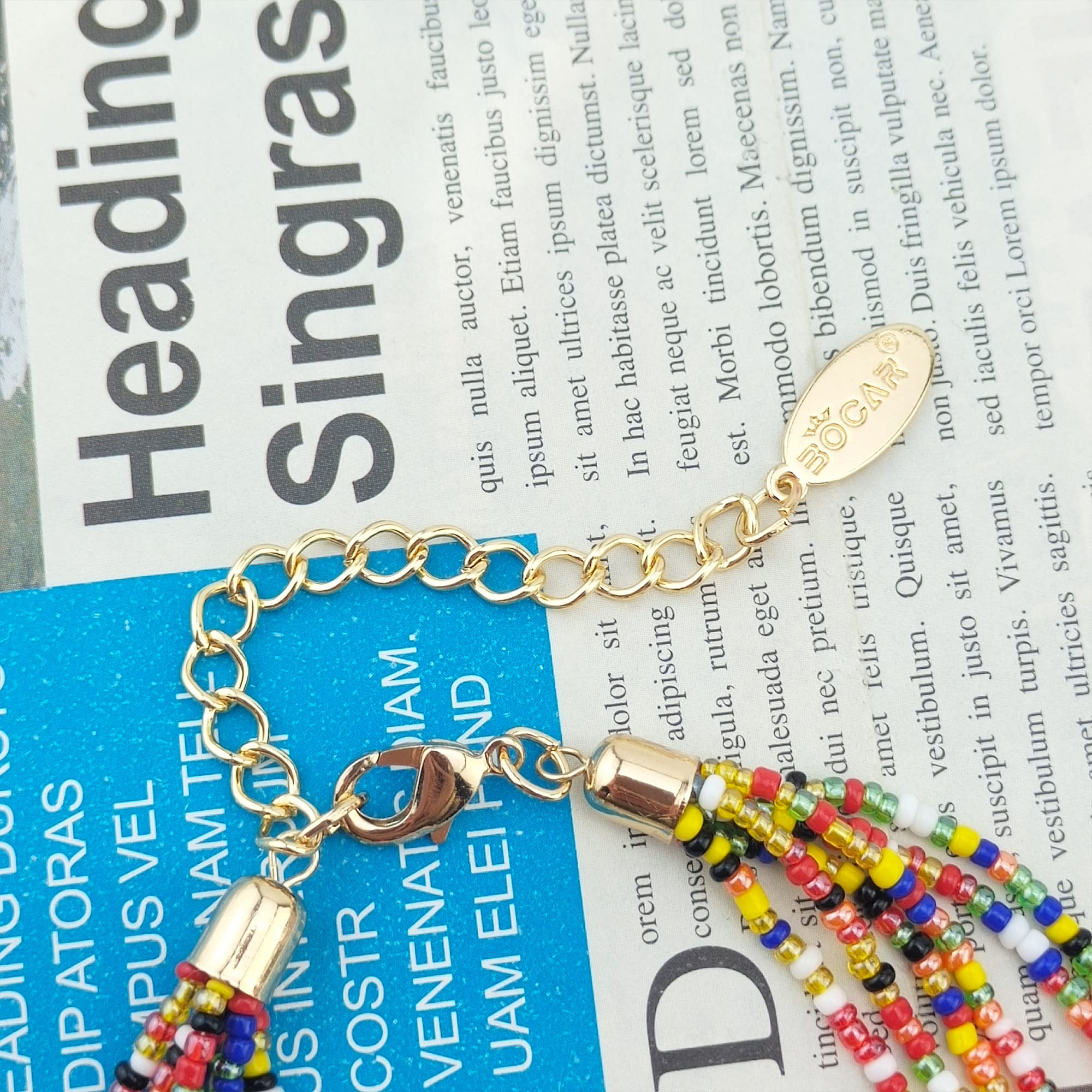 Bocar Long Multiple 6 Strand Handmade Beaded Statement 31" Necklace with Tassel Pendant for Women (NK-10579)