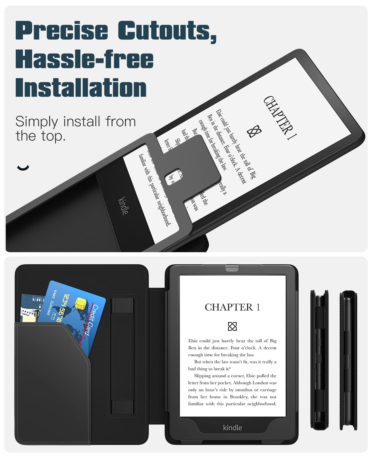 Dadanism Case Fit New 6.8" Kindle Paperwhite and Kindle Paperwhite Signature Edition 11th Gen 2021, Light Cover Case with Hand Strap Auto Wake/Sleep for Kindle Paperwhite 2021 E-Reader, Black