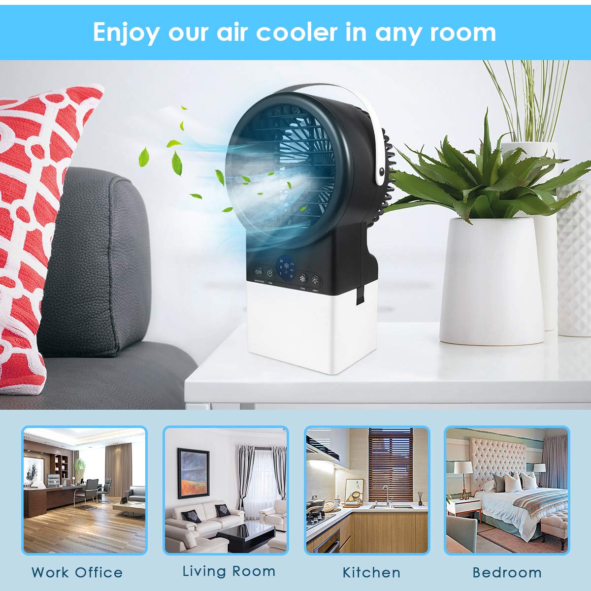 YouGottaIt Portable Air Conditioner, Rechargebable Evaporative Air Cooler with Humidifier, Timing & Oscillation Function, Personal Air Conditioner Fan for Small Room Office Camping Car Bedroom, White