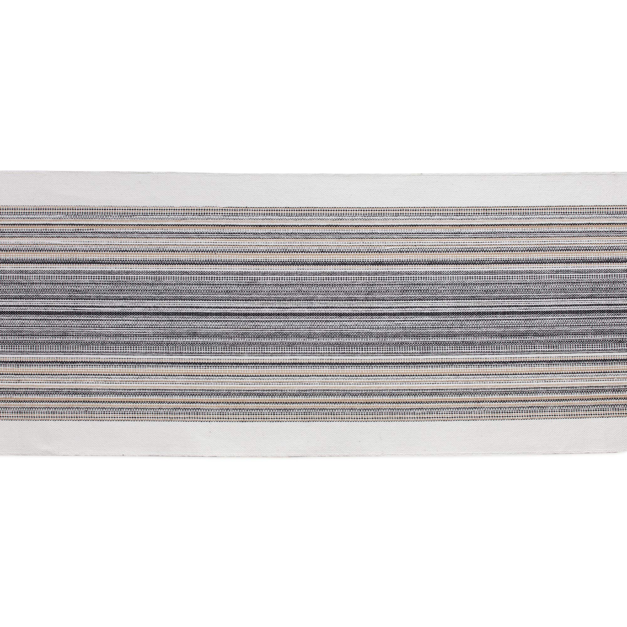 DII Everyday Collection Fringed Stripe Tabletop, Table Runner, 14x72, Black