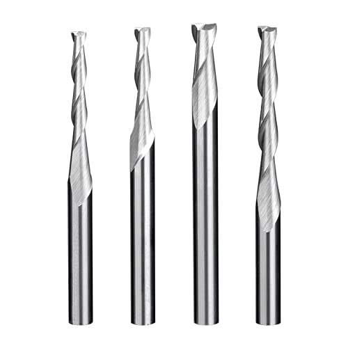 CNC Carbide End Mills 1/8" Router Bits Sprial CNC Router Bits Two Flute 3.175mm Spiral Upcut Milling Cutter for Wood PVC MDF Hardwood 10pcs (3.175x25x45mm)