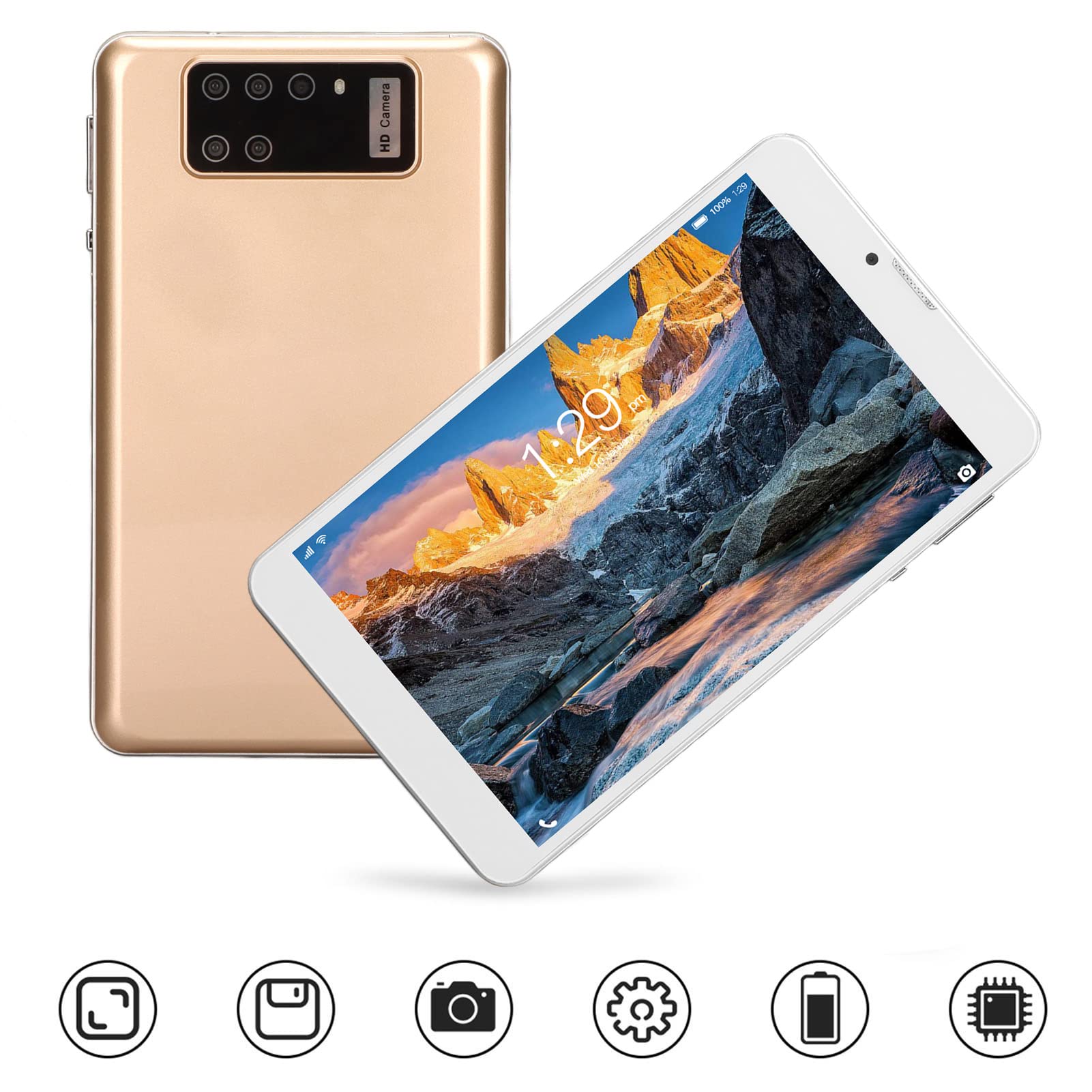 Gaming Tablets PC, 7 inch Tablet, 4GB 32GB Octa Core, 128GB Expandable, 2.4G 5G Dual Band, 3 Card Slots, 1200x1920 HD Wide Viewing, 6000mAh Cellular Tablet for Music (US Plug)
