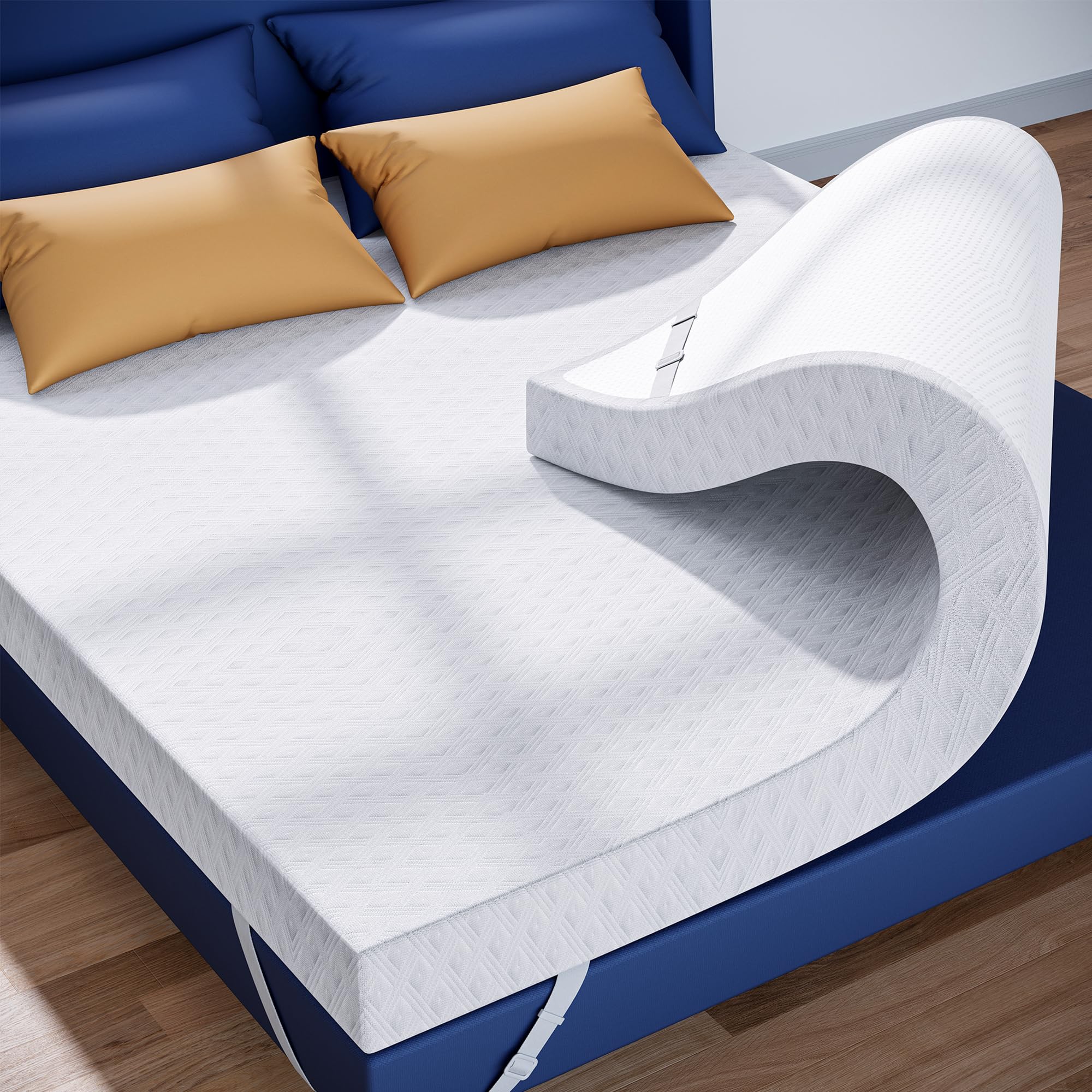 RISAR Memory Foam Mattress Topper Queen Size Bed Topper Queen 3ââ Inch High Density Mattress Cooling Gel Thick Topper for Back Pain Relief Best Soft Bed with Cover Top Mattress (60x80 Inch)