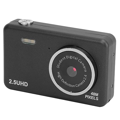 Compact Cute Dual Lens Digital Camera 2.5K HD Selfie Camera with 8 Times Zoom, Automatic Light Sensitivity, Perfect for Students (Black)