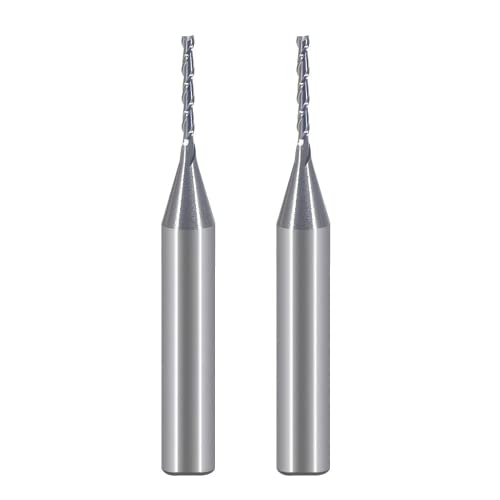 CNC Router Bits,Spiral UP Cut Router Bit, 1/4 inch Shank ,1/16 inch Cuting Diameter ,2 Flute Plunge CNC End Mill for Plywood,MDF Pack of 2