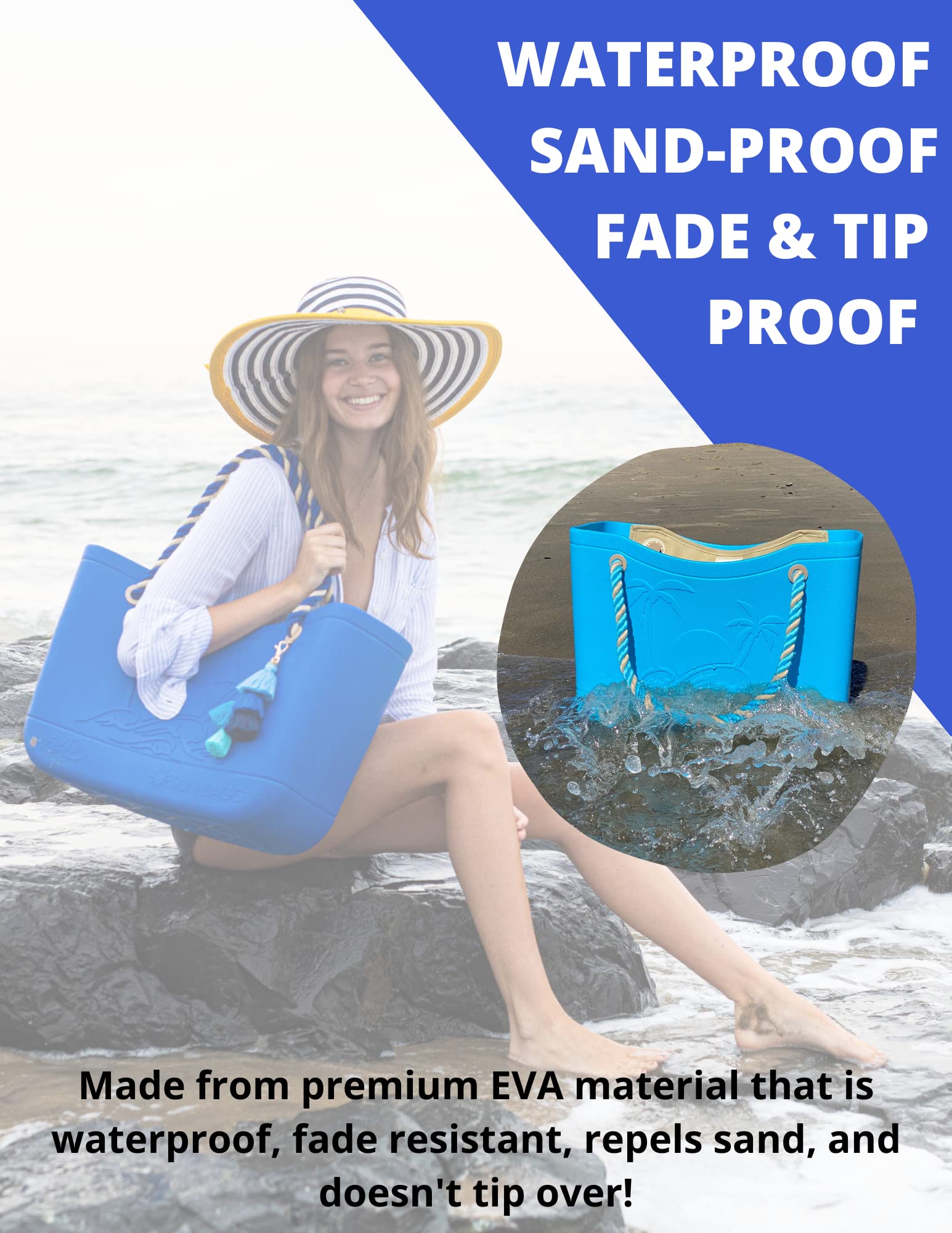 BuildABagg MauiBagg: Customize Your Large, EVA, Multipurpose Tote. Create Your Own Style. Washable, Open Tote Bag for the Beach, Boat, Pool & Sports. Tip-Proof & Fade Resistant (Black)