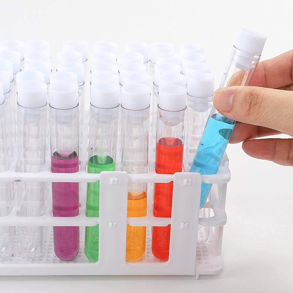 P-ABC 2Pack Plastic Test Tube Rack, Laboratory Test Tube Rack, 60 Holes, for 16mm Test Tubes, White, Removable (60 Holes, White)