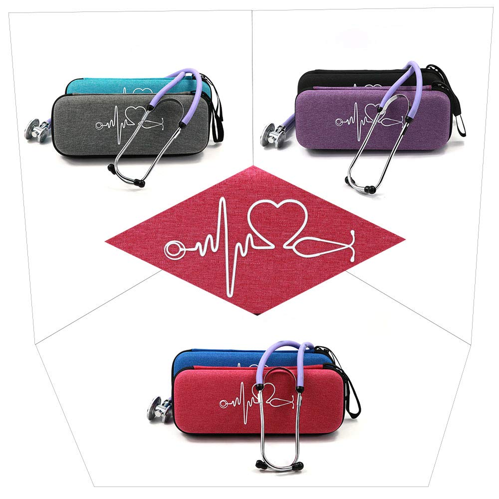 Stethoscope Carrying Case, Mesh Pocket for Nurse Accessories (Rose red)