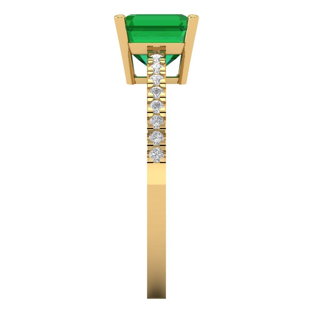 Clara Pucci 1.66 ct Cushion Cut Solitaire W/Accent Genuine Simulated Emerald Wedding Promise Anniversary Bridal Ring 18K Yellow Gold 7.5