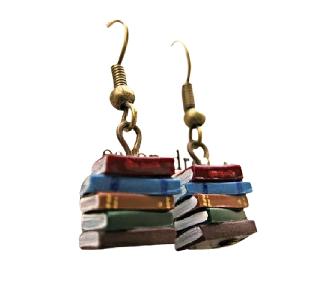 Classic Stack of Books Drop Dangle Earrings Librarian Teacher Easy Hook Clay Creative Novel Teach Graduation Jewelry for Women Earings