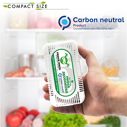 Fridge Ninja Fridge Deodorizer (4 Pack) - More Effective Than Baking Soda - Natural and Unscented Activated Charcoal Refrigerator Deodorizer and Odor Eliminator for Freezers, Coolers, and Lunch Boxes