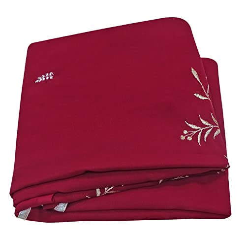 Peegli Indian Vintage Maroon Dress Material Georgette Blend Recycled Fabric Embroidered DIY Craft Textile