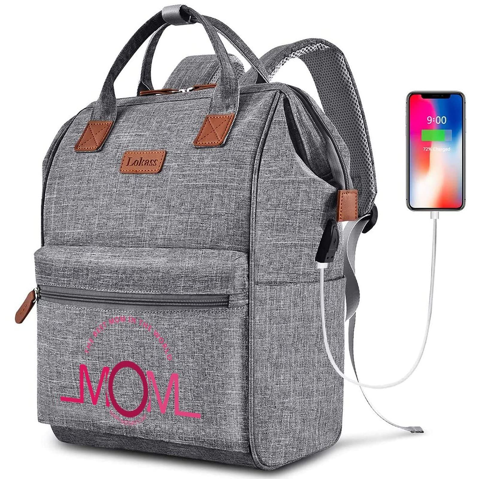 Custom 15.6Inch Laptop Backpack For Nurse Women with USB Charging Port,Water Resistant College Business Backpack Vintage Casual Daypacks Shoulder Bag Gift for Nurse Mom Women for Work Picnic