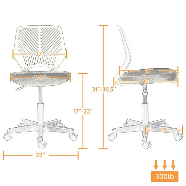 XYZTech Mid Back Executive Home Office Chair Padded Management Chair Office Rolling Swivel Desk Chairs with Wheels Height Adjustable Modern Armless Computer Task Chair with High Density Foam (Black)