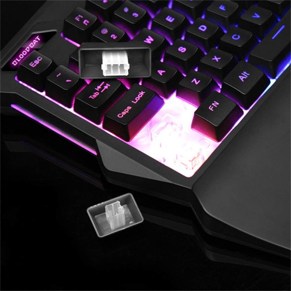 TIDECAT One-Handed RGB Backlit Gaming Keyboard,35 Keys Mini Gaming Keypad,Portable Game Controller for PC PS4 Xbox Gamer,Black,17.3x23x3.7cm