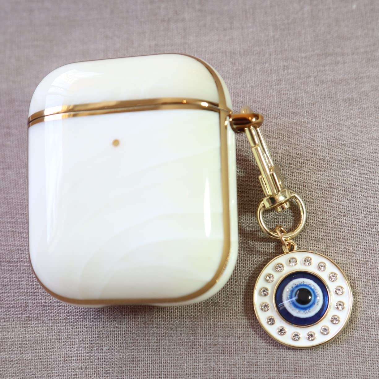 Cute Jewelry Evil Eye Keychain Good Luck Key Chain for Women Charms for Car Keys Holder (White)