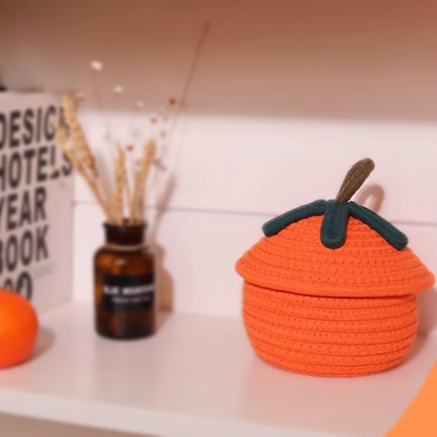 Halloween Pumpkin Basket with Lid,Pumpkin Basket,2024 New Halloween Pumpkin Treat Buckets Gift Basket,Candy Basket Decorative Cute Basket(L)