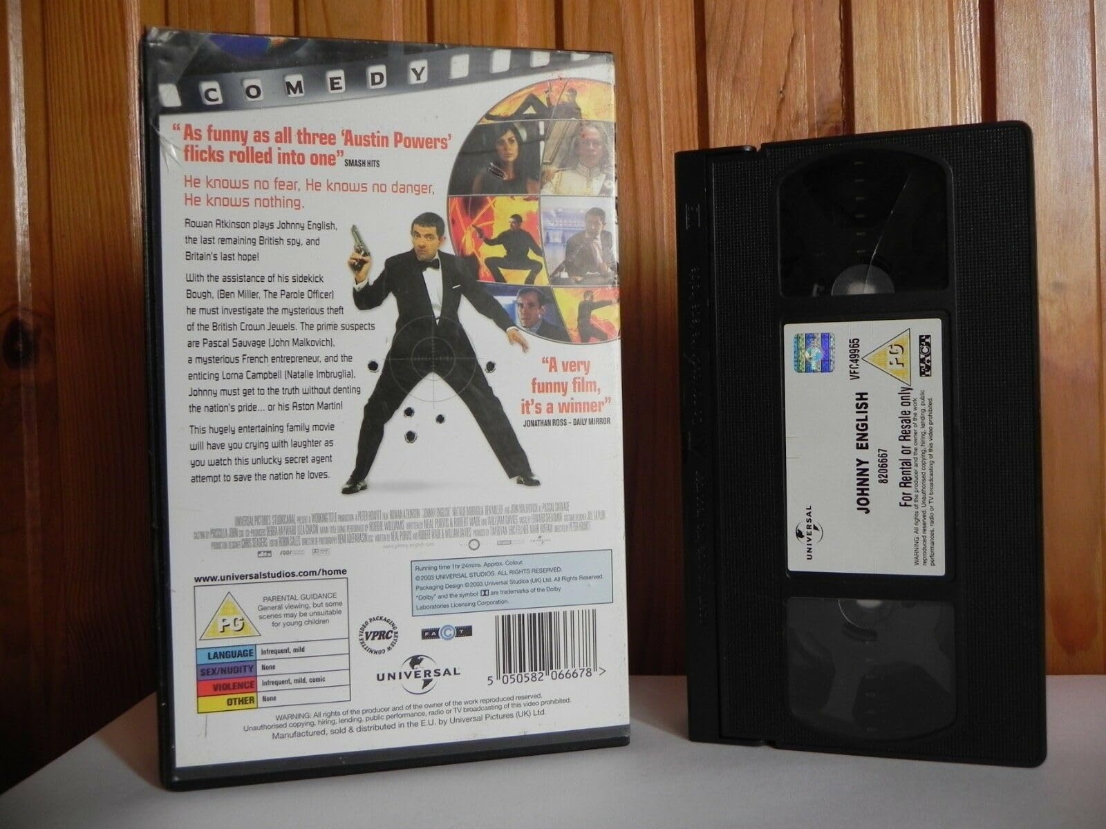 Johnny English - Large Box - Universal - Comedy - Rowan Atkinson - Pal VHS