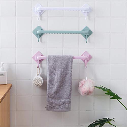 DFHBFG Towel Rack Kitchen Bathroom Towel Rack Suction Cup Toilet Single Rod Hanging Towel Bar Bath Towel Bathroom Shelf (Color : E)