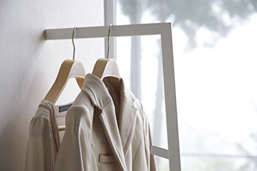 Yamazaki Home Slim Coat Hanger-Modern Storage Rack for Bedroom Or Living Room | Steel | Leaning Ladder, One Size, White
