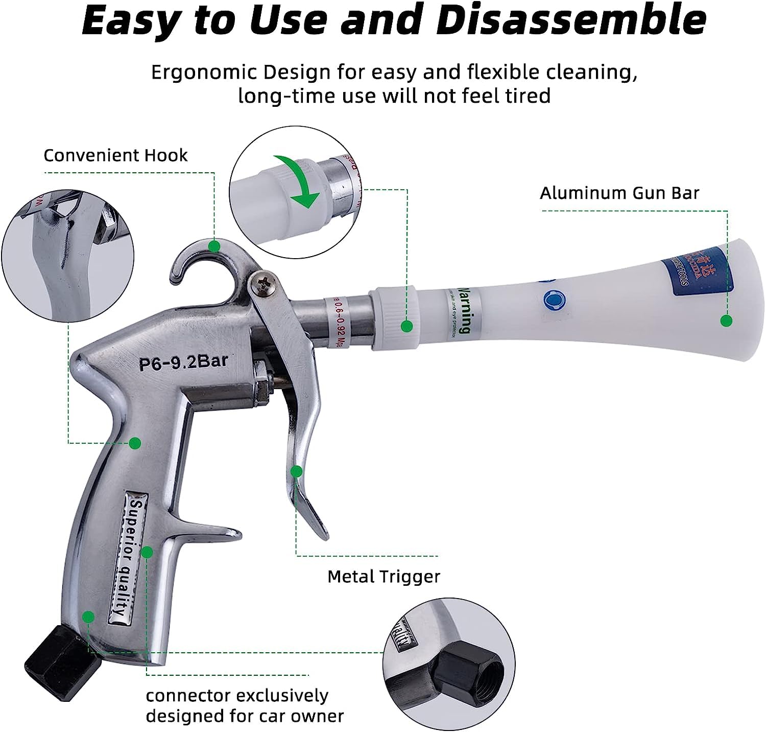 GOCCIDA Car Cleaning Gun High Pressure Car Cleaning Tool Air Blow Gun Car Detailing Kit Interior Cleaner Air Duster Blower Gun Pneumatic Air Compressor Auto Detailing Tool for Car Upholstery