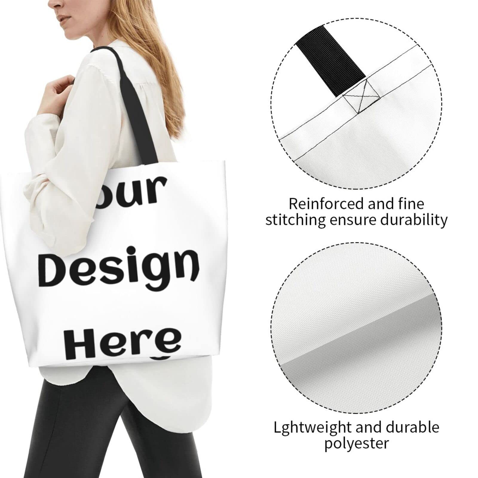 Custom tote bag Add Your Design Here Custom Tote Bag durable Great Gift Add Your Name Your Text Custom Tote Bag Custom Handbag, One Size