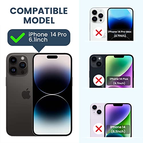 Goton for iPhone 14 Pro Case with Screen Protector - Slide Camera Cover Phone Case with Ring Stand, Heavy Duty Military Grade Shockproof Rugged Bumper for iPhone 14 Pro Accessories Blue