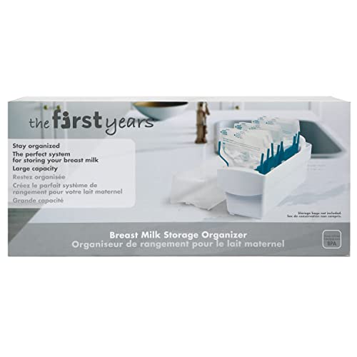 The First Years Breastflow Breast Milk Freezer Storage Organizer โ Freezer and Refrigerator Shelf Organizer for Breast Milk Storage Bags โ Holds 10 Breast Milk Bags โ Breastfeeding Essentials